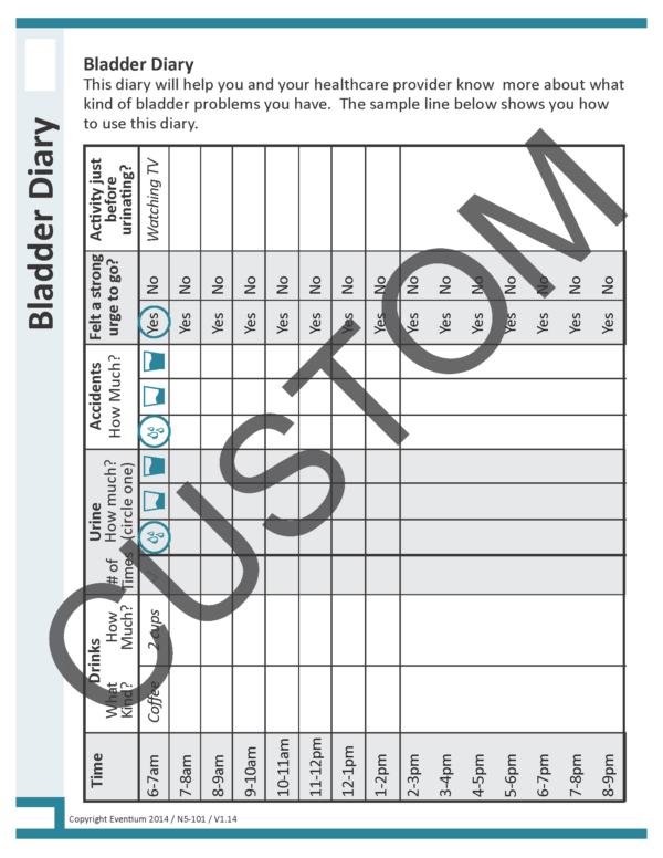 Bladder Diary Custom | Eventium