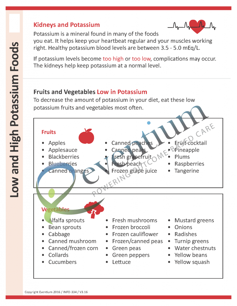 Low and High Potassium Foods | Eventium